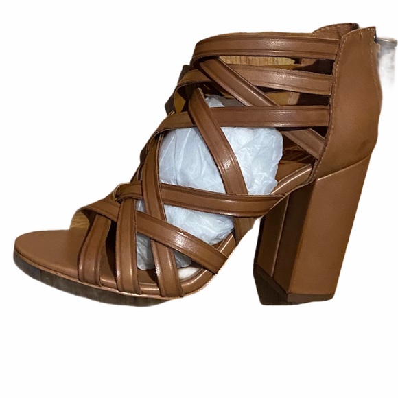 Ash | Shoes | Ash Excelsior 8 Tan Leather Strappy Sandal 4 In Block ...